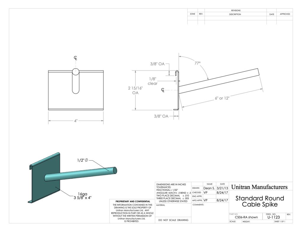 Cable Spikes for Louvered Panels | Unitran Manufacturers LTD